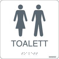 Skilt Taktilt toilet dame/herre hvid - Witre.dk